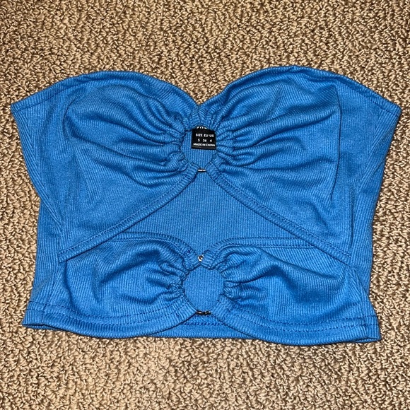 Tops | Shein Summer Blue Tube Top With Rings | Poshmark